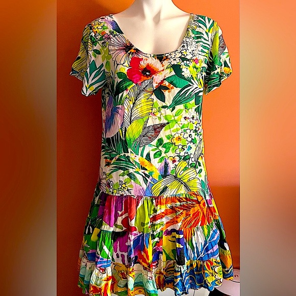 Jams World | Dresses | Jams World Hattie Floral Tropical Print Tiered ...